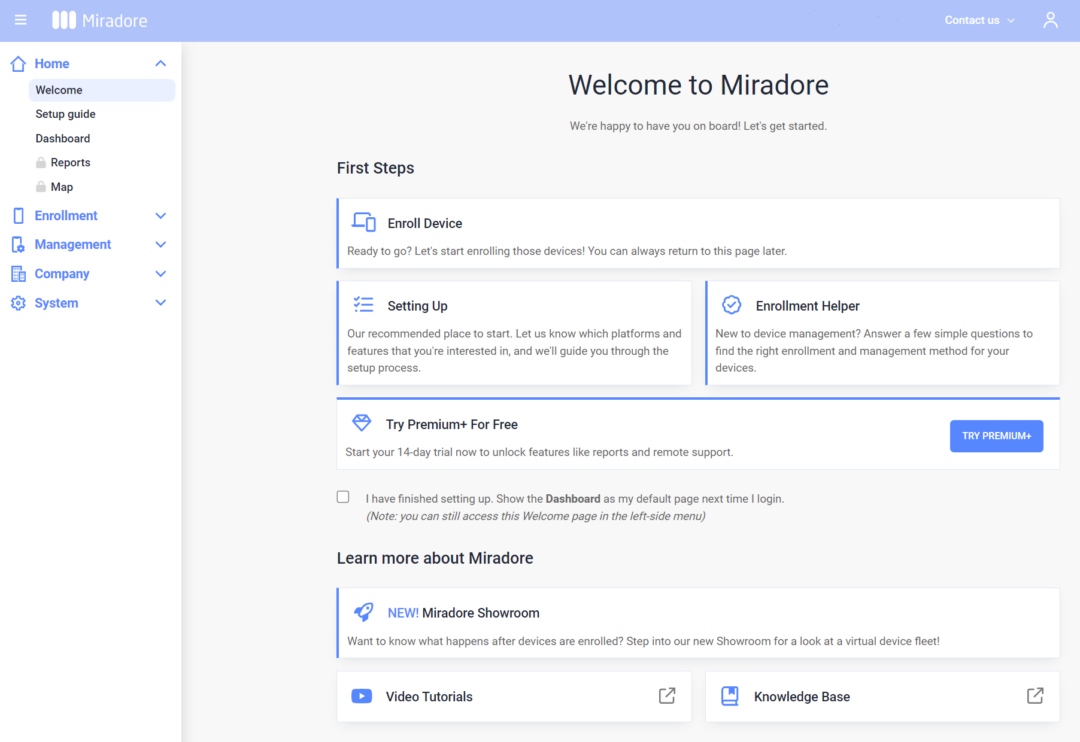 Getting started with Miradore | Miradore