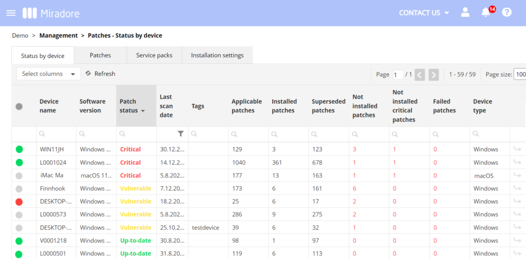 Reports for patch management | Miradore