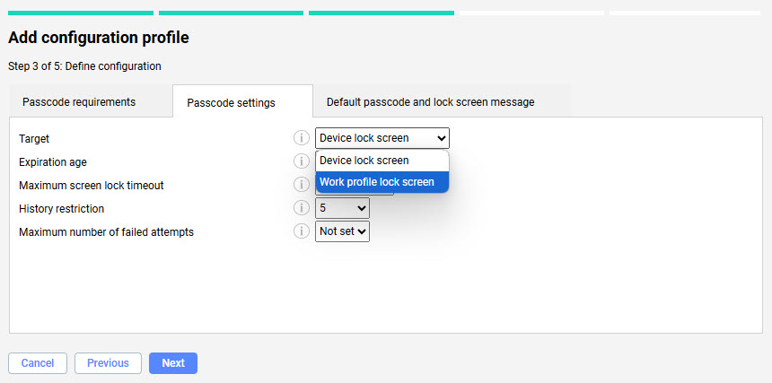 Passcode for Android work profile | Miradore
