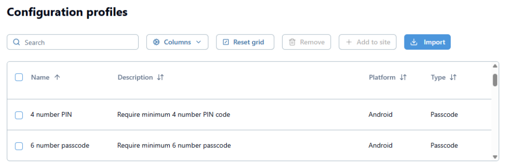 MSP Portal: Configuration profiles | Miradore