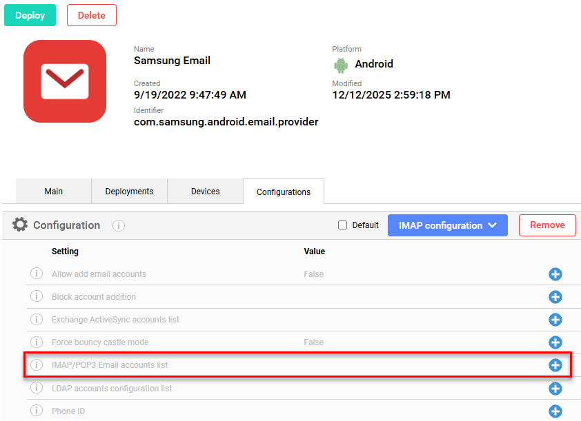 Set up IMAP accounts for the Samsung Email application | Miradore